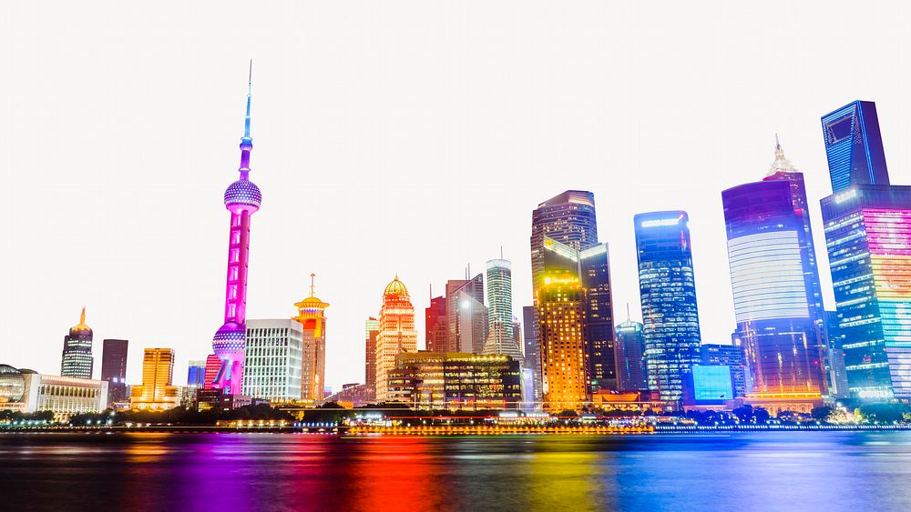 Shanghai skyline desktop wallpaper, nighttime | Free Photo - rawpixel