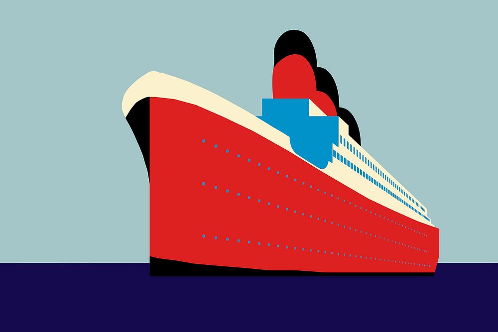Ocean liner clipart, illustration vector. | Free Vector - rawpixel