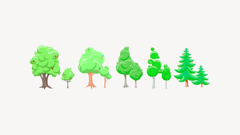 Trees collage element vector. Free | Free Vector - rawpixel