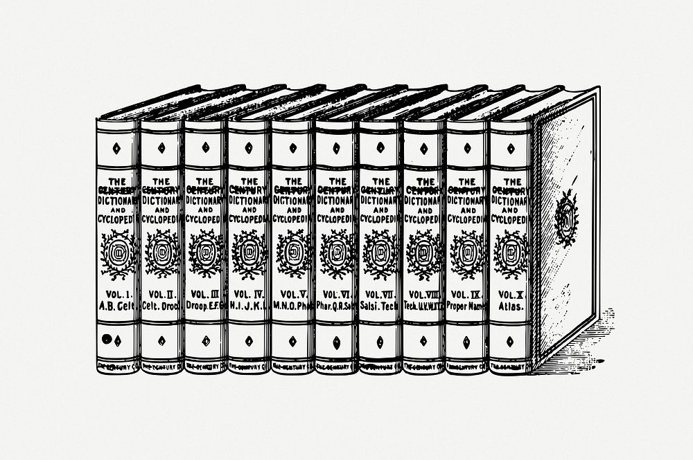 Vintage book set clip art | Free PSD - rawpixel