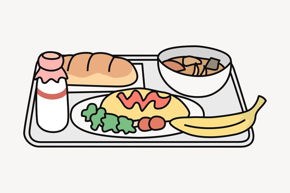 Food tray clipart illustration vector | Free Vector - rawpixel