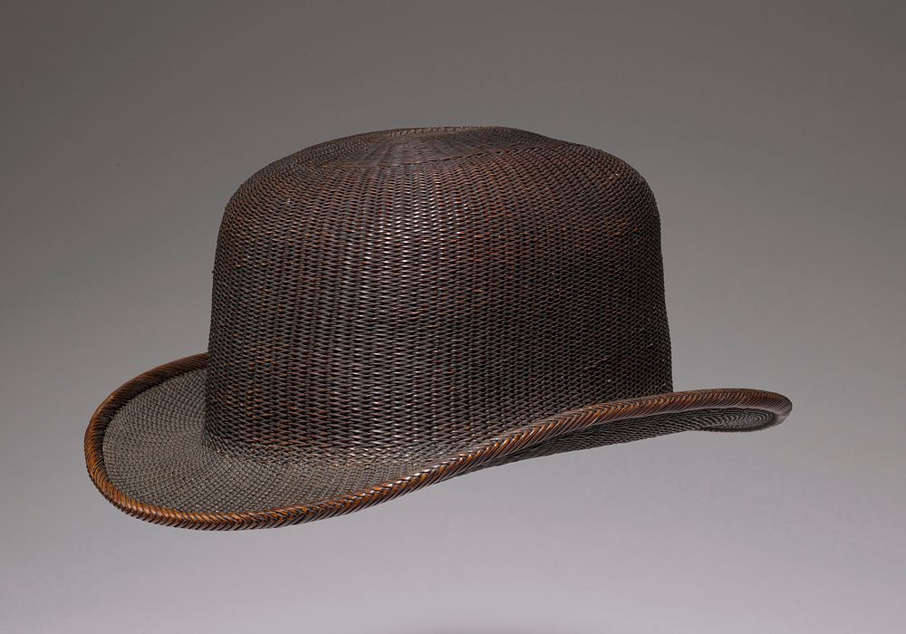 brown rattan woven bowler hat; | Free Photo - rawpixel