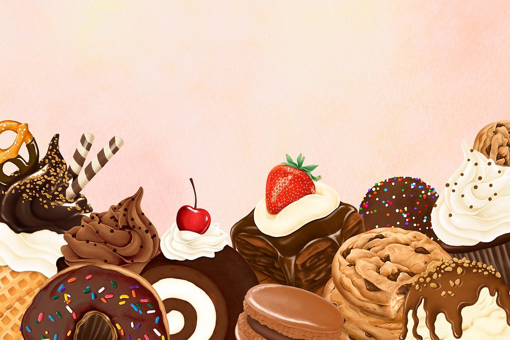 Delicious desserts border background, aesthetic | Premium Photo ...