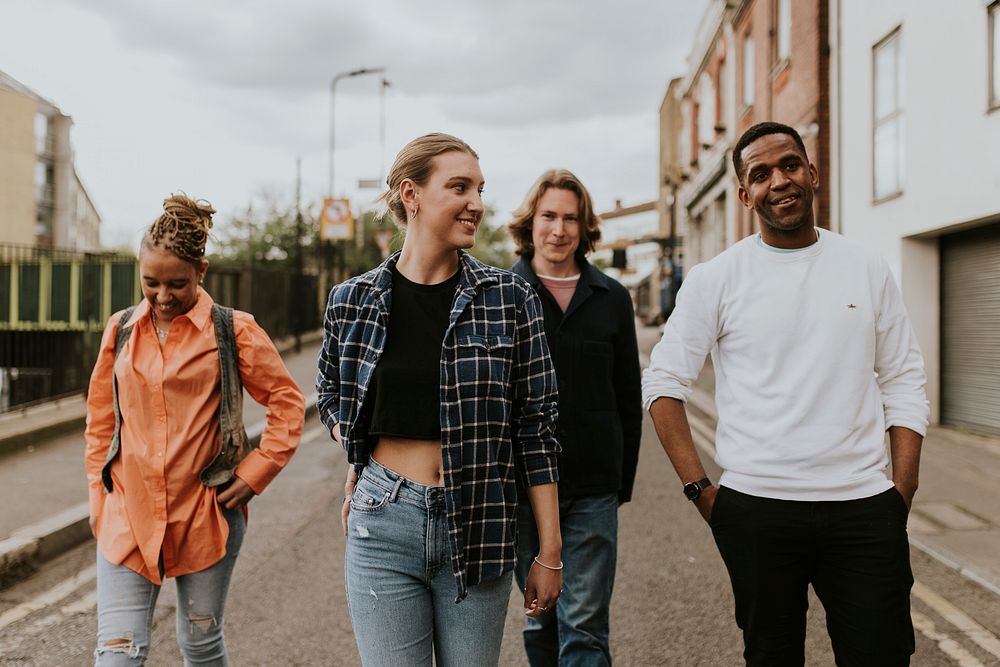 Cheerful diverse friends walking city | Premium Photo - rawpixel Cheerful diverse friends walking city | Premium Photo - rawpixel