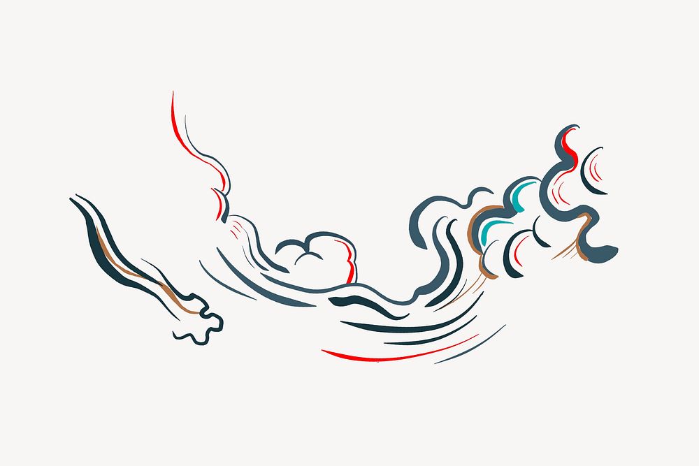 Japanese oriental cloud, green illustration | Premium Photo ...