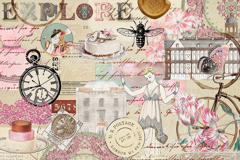 Ephemera collage background, vintage remix | Premium Photo - rawpixel