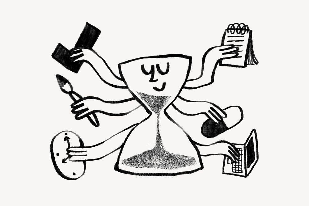 Hourglass cartoon, time management doodle | Premium Photo Illustration ...