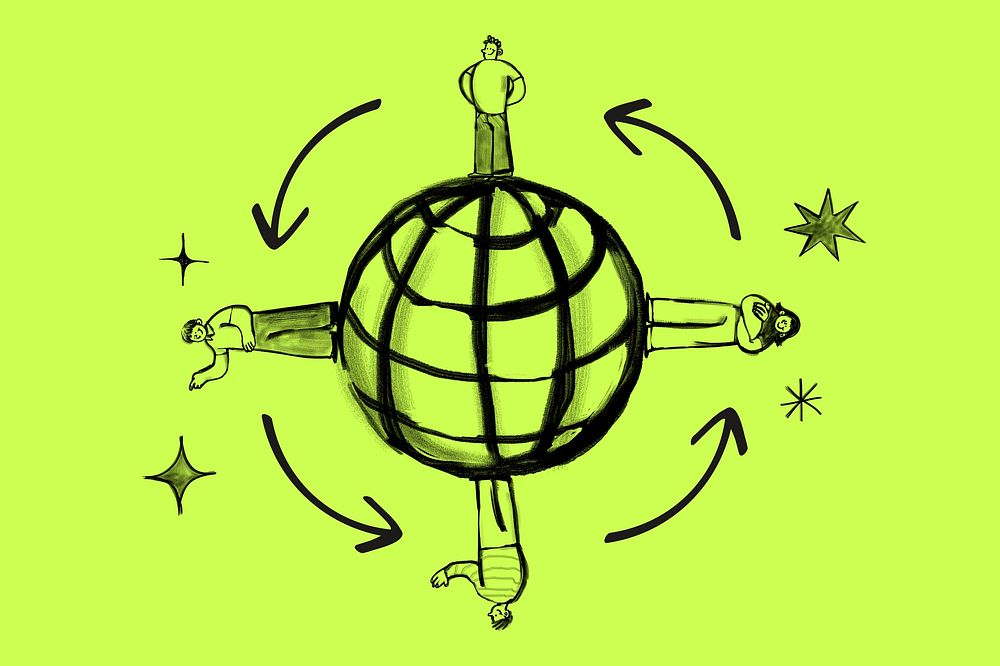Grid globe, global connection doodle | Premium Photo Illustration ...