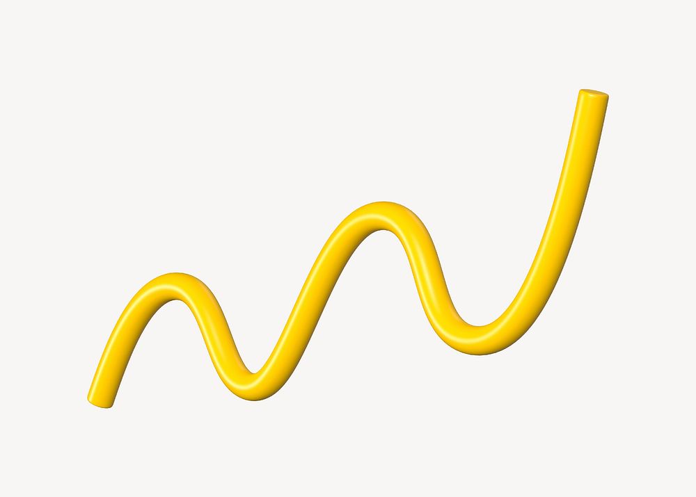 3D yellow squiggle clipart, abstract | Premium PSD - rawpixel