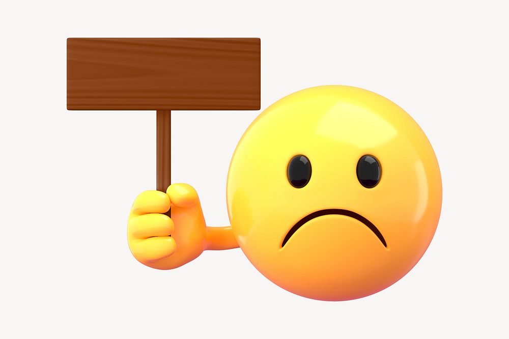Emoji holding wooden sign, 3D | Premium Photo - rawpixel