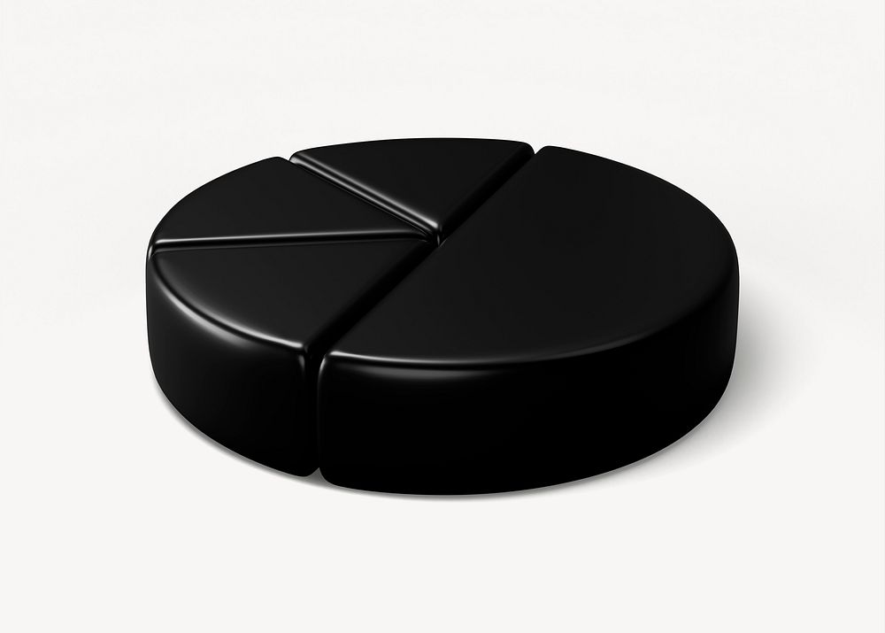 Monochrome pie chart, black 3D | Premium PSD - rawpixel