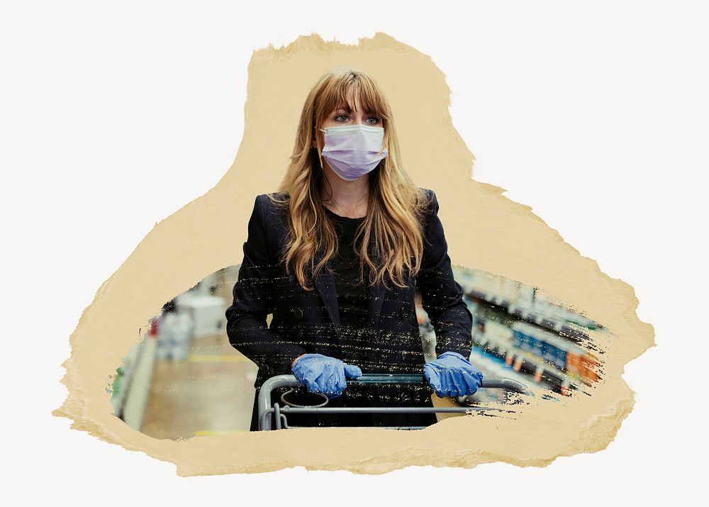 Woman face mask collage element | Premium PSD - rawpixel