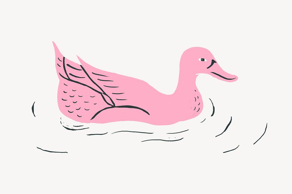 Pink duck illustration collage element, | Premium PSD - rawpixel