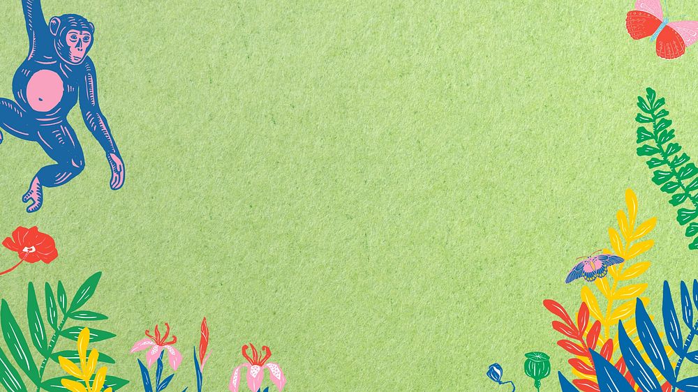 Monkey botanical green computer wallpaper, | Premium Photo - rawpixel