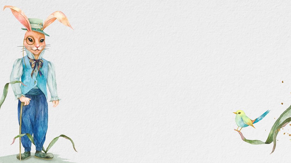 Vintage rabbit character desktop wallpaper, | Premium Photo - rawpixel