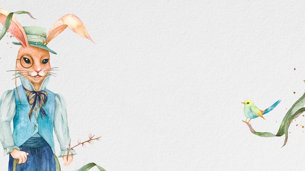 Vintage rabbit character desktop wallpaper, | Premium Photo - rawpixel