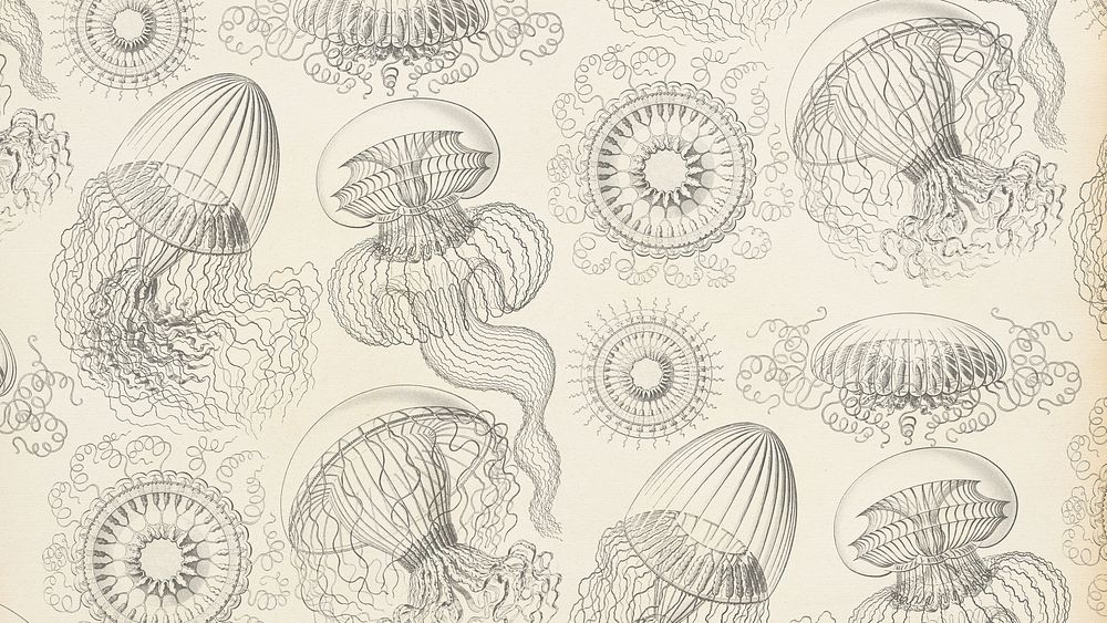 Vintage jellyfish pattern desktop wallpaper, | Premium Photo ...