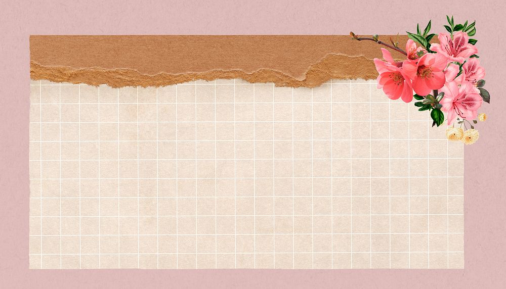 Beige grid paper, pink flower | Premium Photo - rawpixel