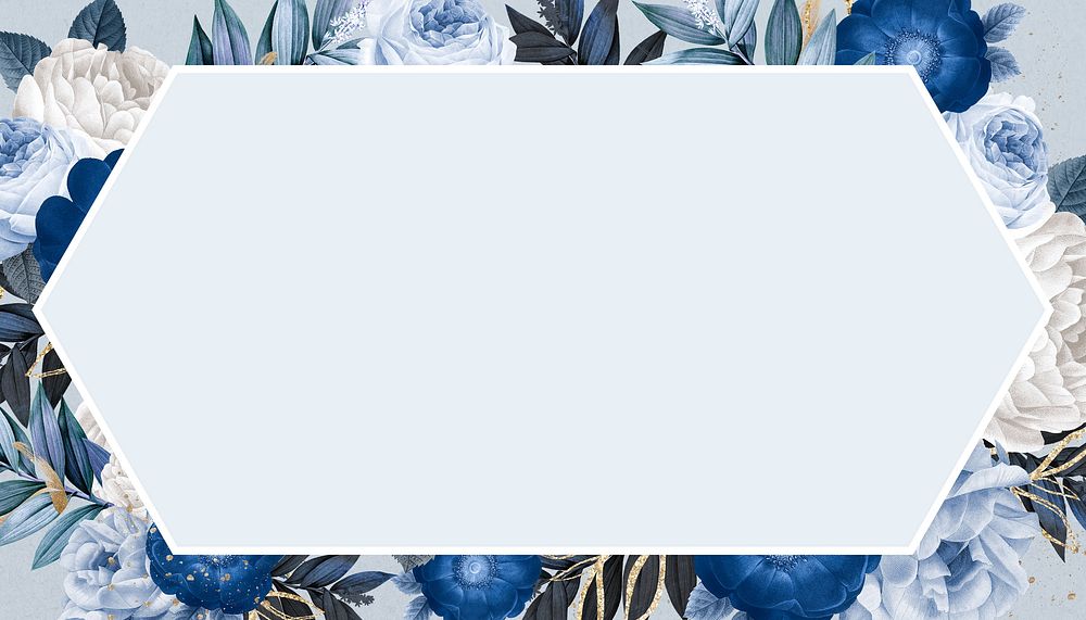Winter flower frame, blue hexagon | Premium Photo - rawpixel