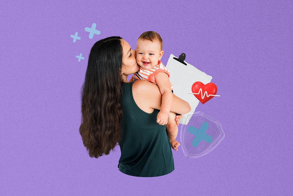 Child healthcare insurance collage, purple | Premium Photo - rawpixel