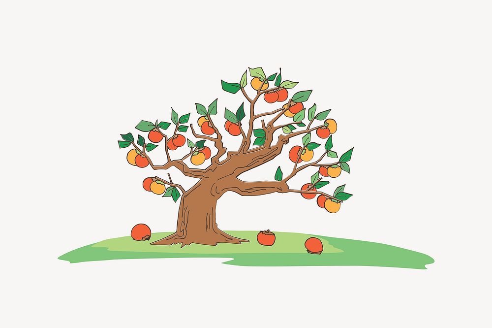 Persimmon tree clip art vector | Free Vector - rawpixel
