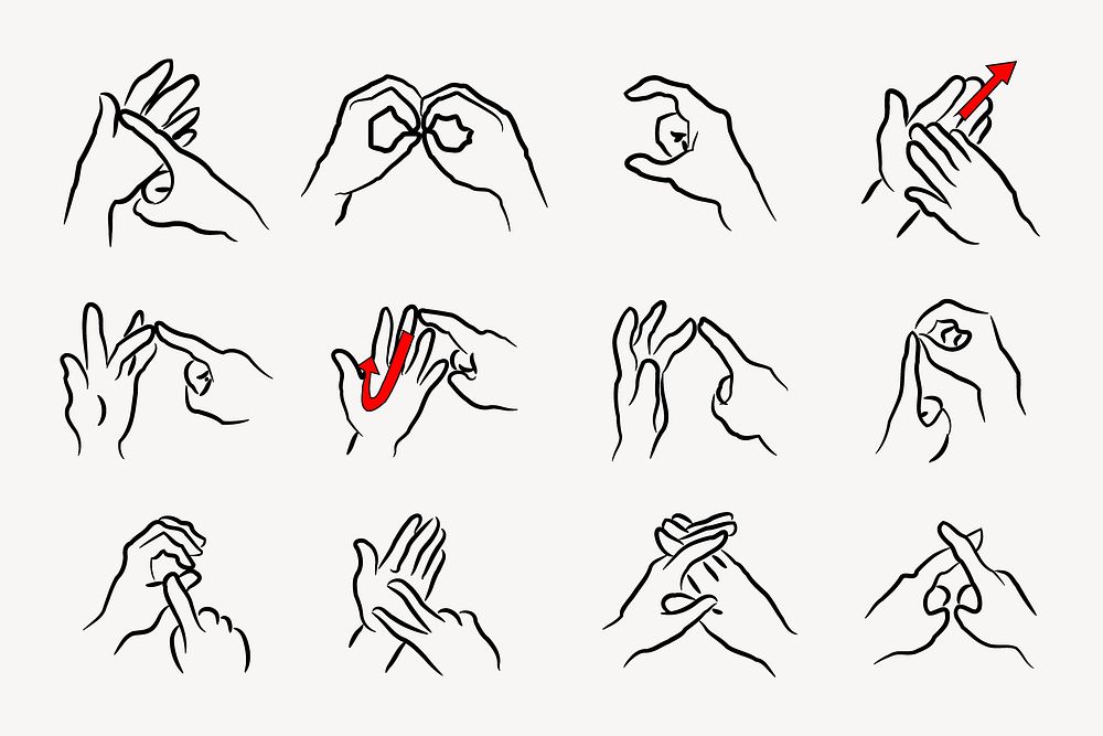 Sign language clipart, set illustration | Free Vector - rawpixel