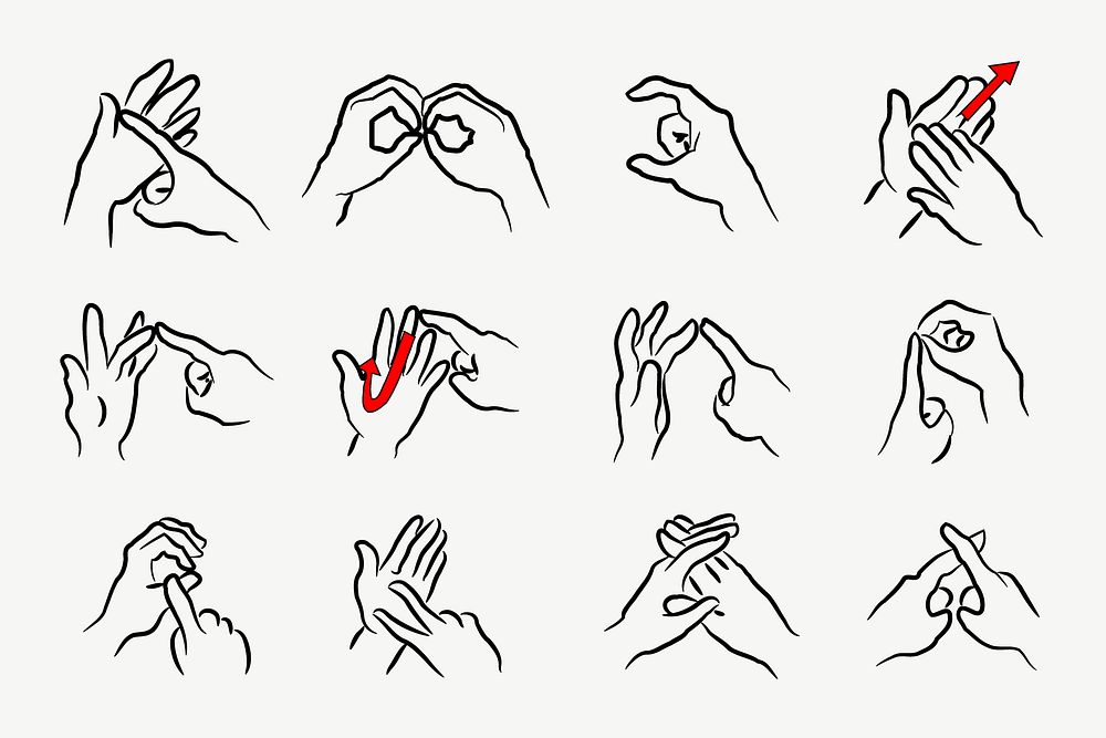 Sign language clipart, set illustration | Free PSD - rawpixel