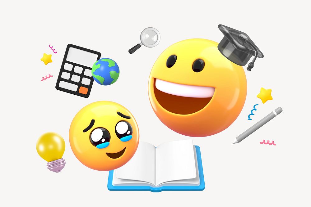 Education 3D emoticon illustration graphic | Free Photo - rawpixel