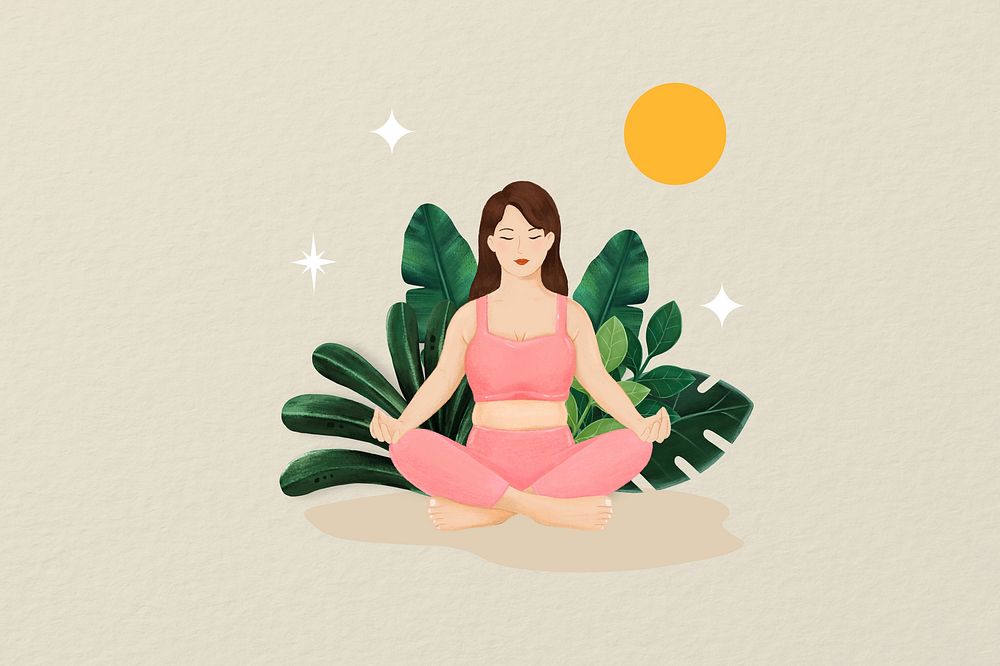 Meditating woman, wellness character illustration | Premium Photo ...