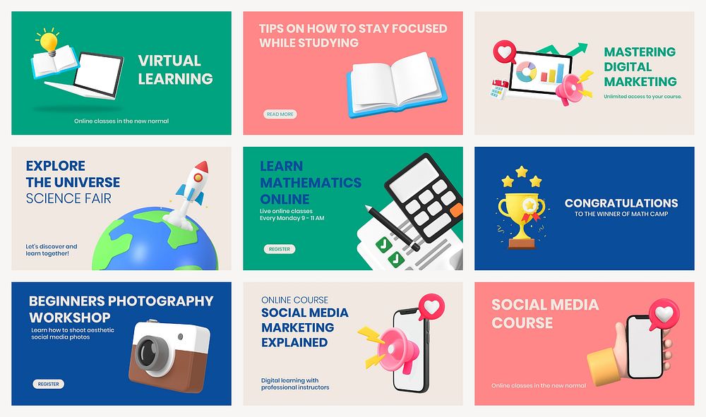 Online course blog banner template, | Premium PSD - rawpixel