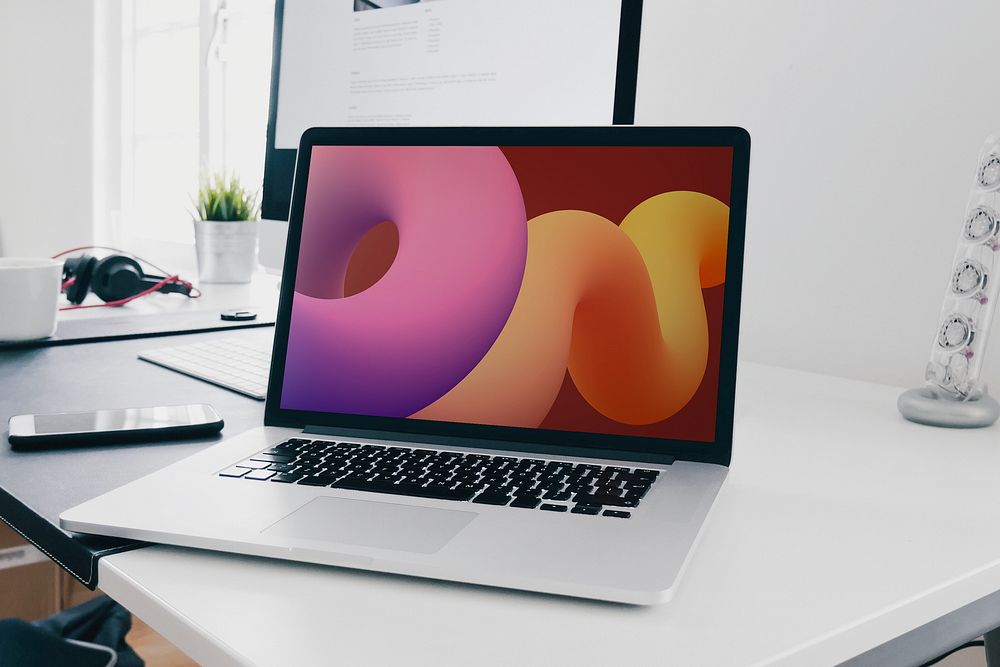 Laptop with 3D fluid screen | Premium Photo - rawpixel