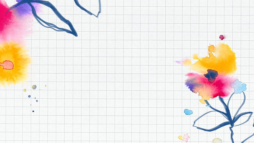 Watercolor flower, grid desktop wallpaper | Free Photo - rawpixel