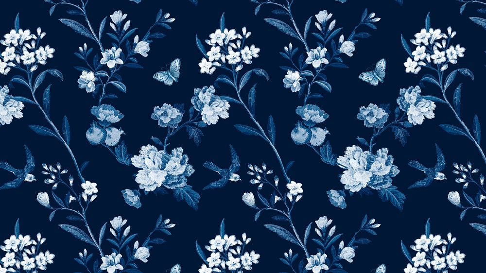 Blossoms floral pattern desktop wallpaper, | Premium Photo Illustration ...