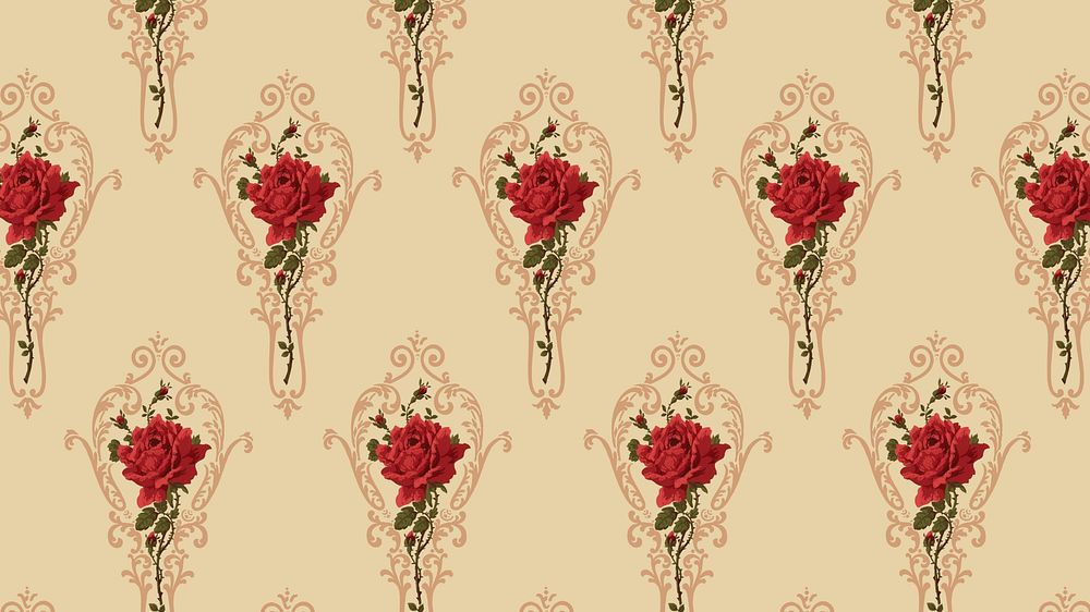 Decorative rose pattern desktop wallpaper, | Premium Photo Illustration ...