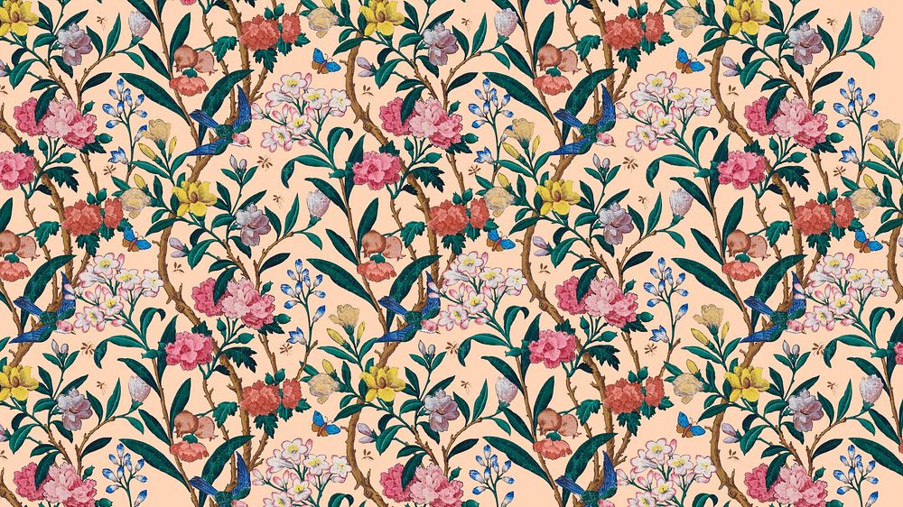 Vintage floral pattern desktop wallpaper, | Premium Photo Illustration ...
