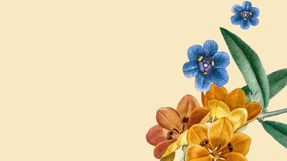 Floral border desktop wallpaper, yellow | Premium Photo - rawpixel