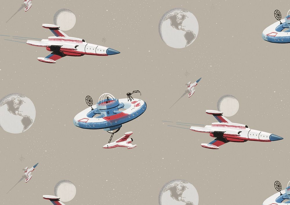 Space stations & rockets background. | Free Photo Illustration - rawpixel