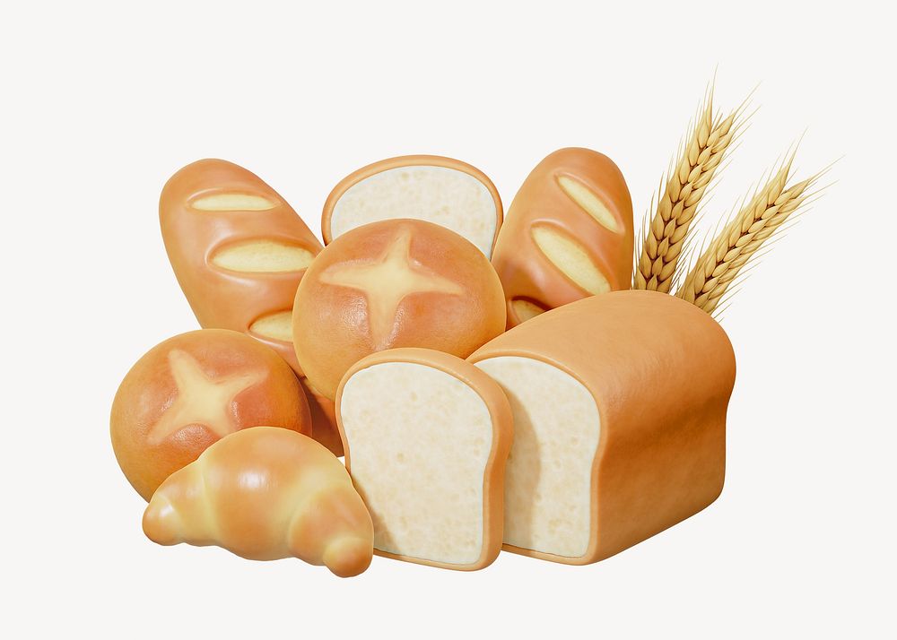 3D bread and pastry, element | Free Photo Illustration - rawpixel