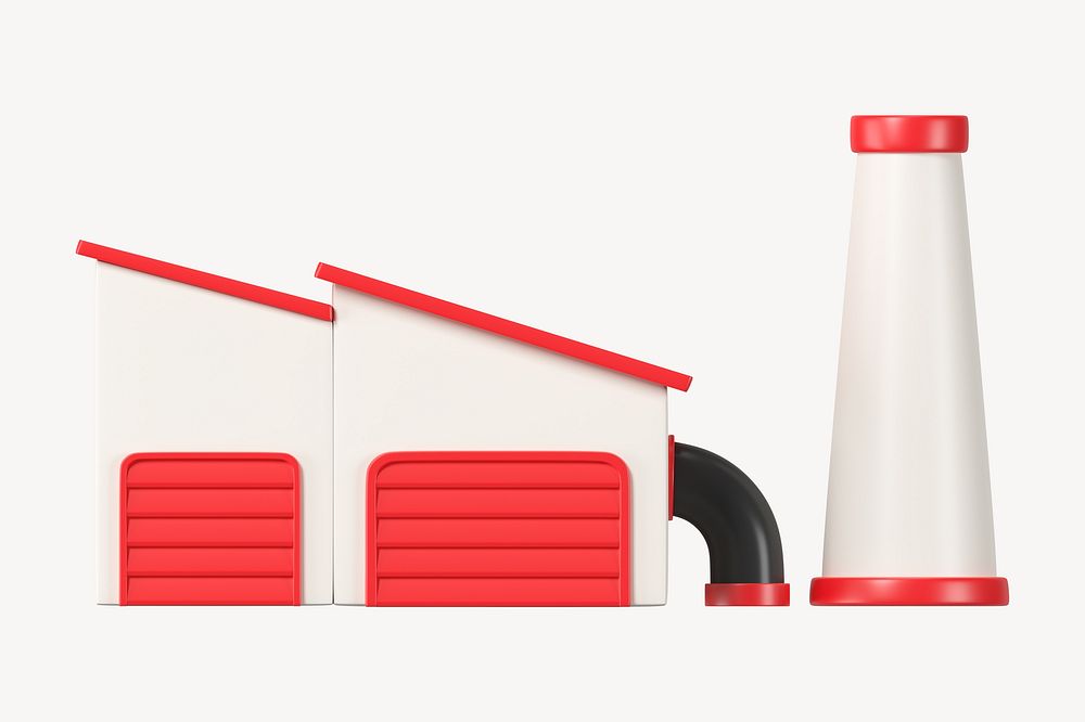 3D red factory building, element | Free Photo Illustration - rawpixel