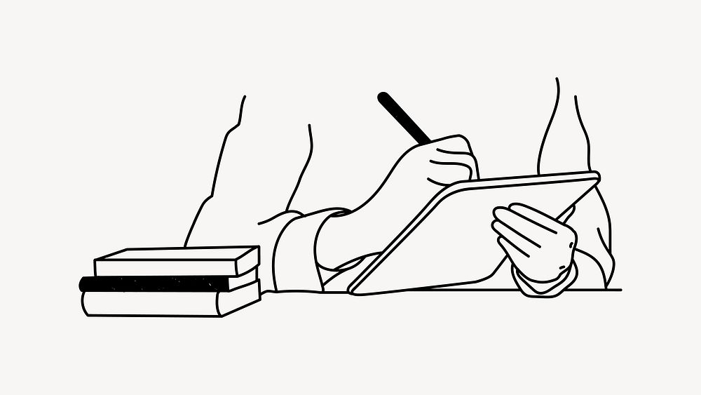 Student writing tablet line art | Free Photo - rawpixel