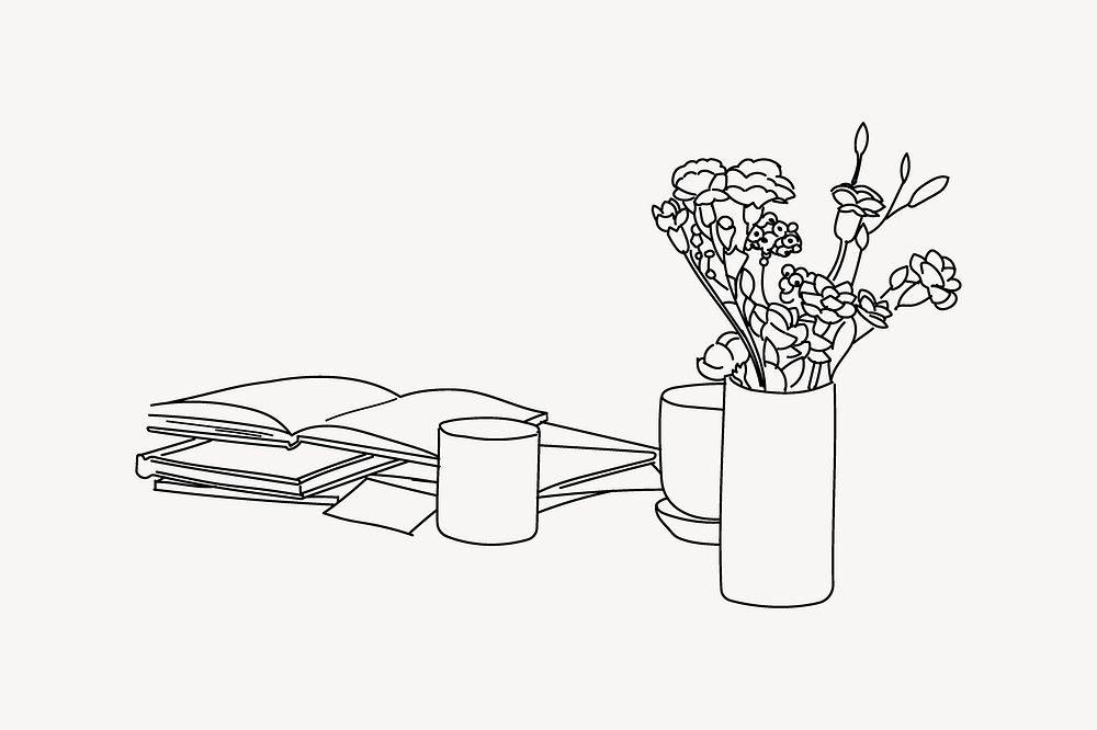 Book reading aesthetic line art | Free Photo - rawpixel