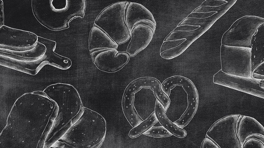 Bread illustration black desktop wallpaper | Free Photo - rawpixel