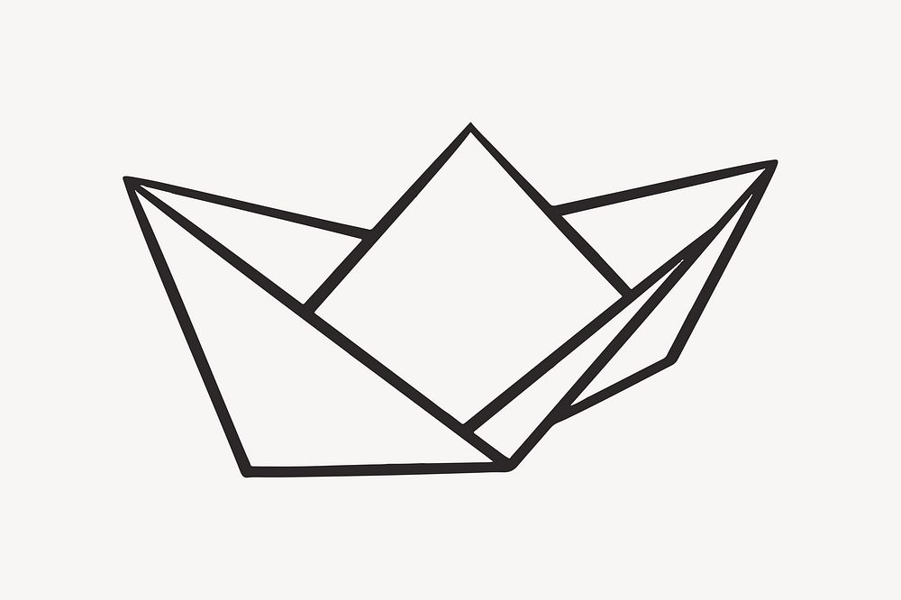 Paper boat retro line illustration, | Premium Vector Illustration ...