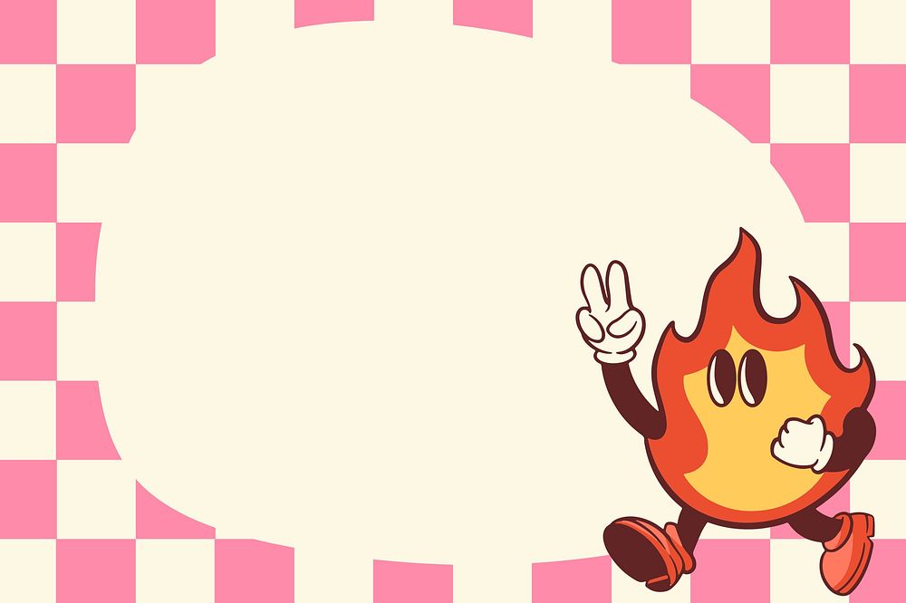 Retro pink checkered fire frame | Free Photo Illustration - rawpixel