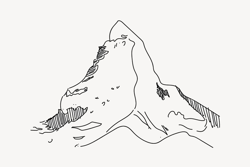 Mountains line art illustration | Free Photo - rawpixel