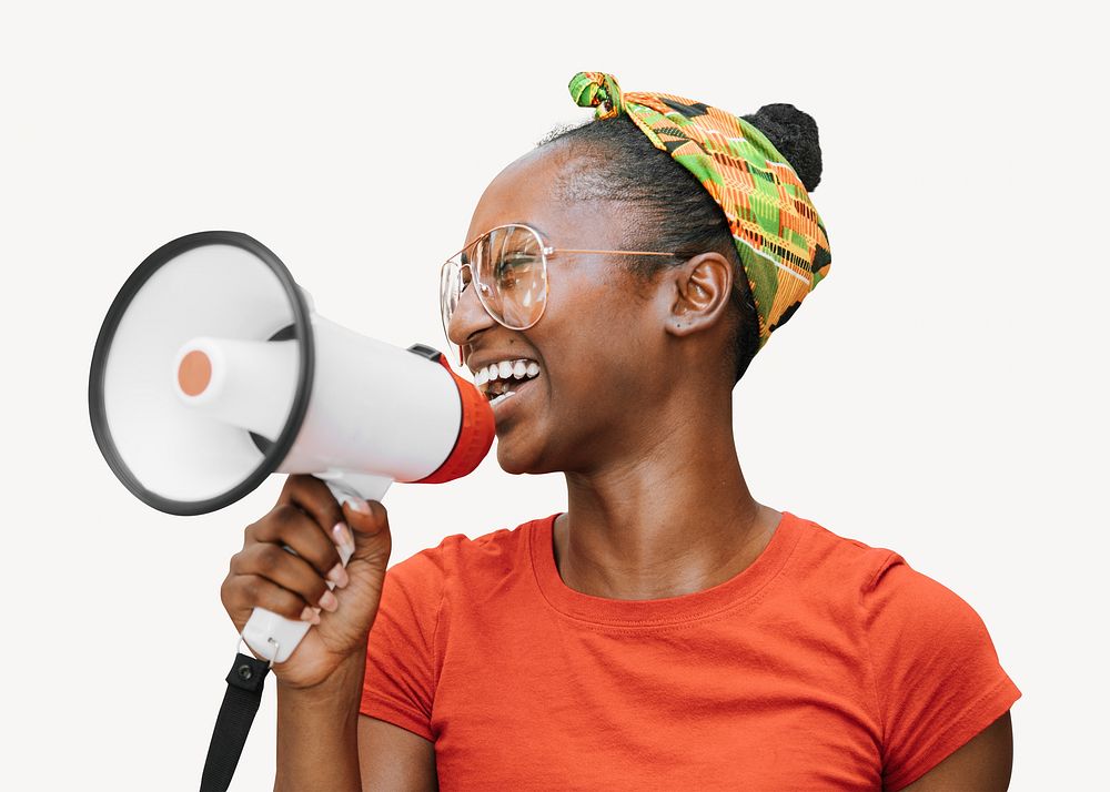Woman holding megaphone isolated image | Free Photo - rawpixel