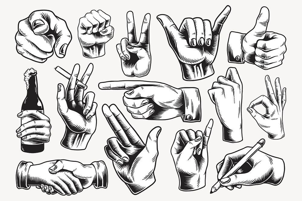 Vintage hand sign, gesture illustration | Premium PSD - rawpixel