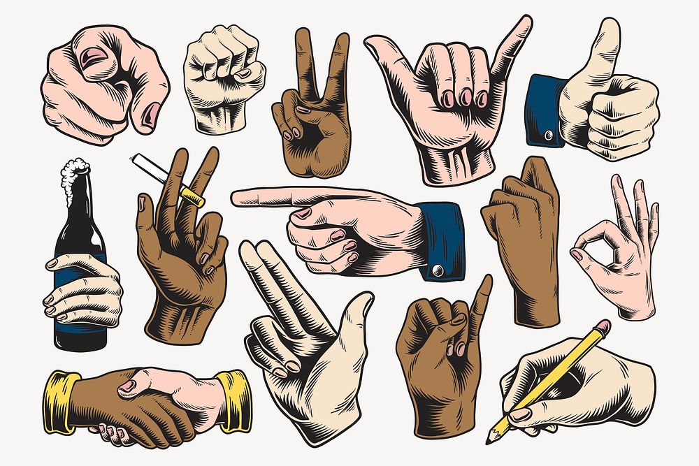 Vintage hand sign, gesture illustration | Premium PSD - rawpixel