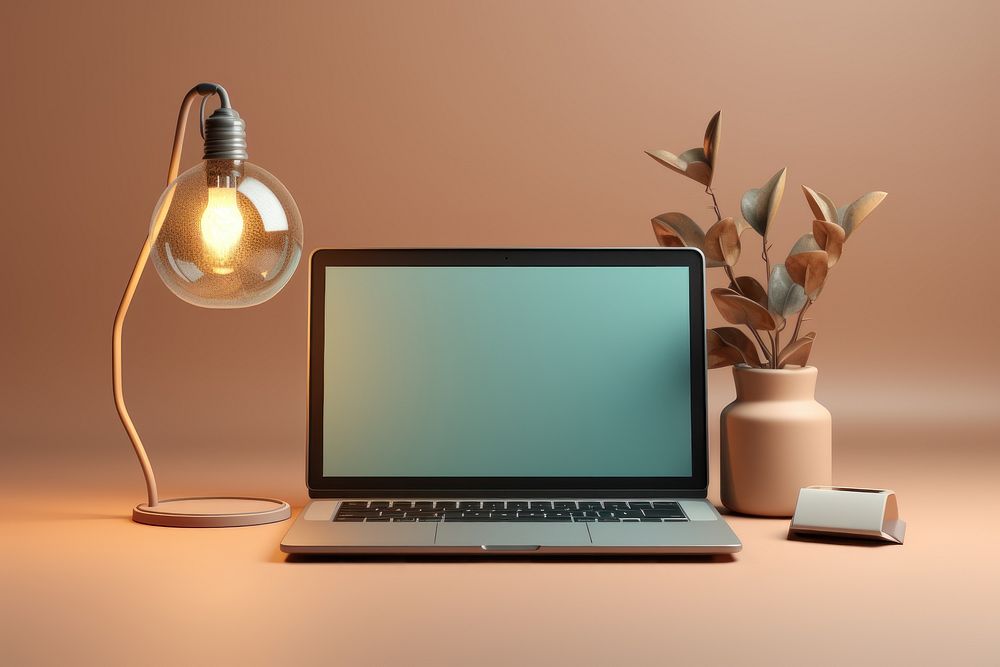 Computer laptop lamp illuminated. | Free Photo - rawpixel