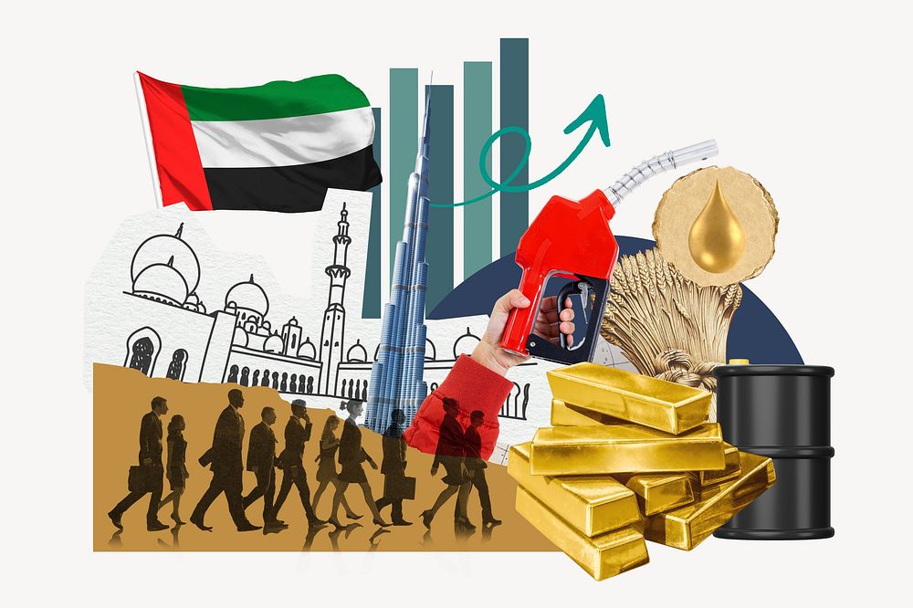 UAE economy, money finance collage | Free Photo Illustration - rawpixel